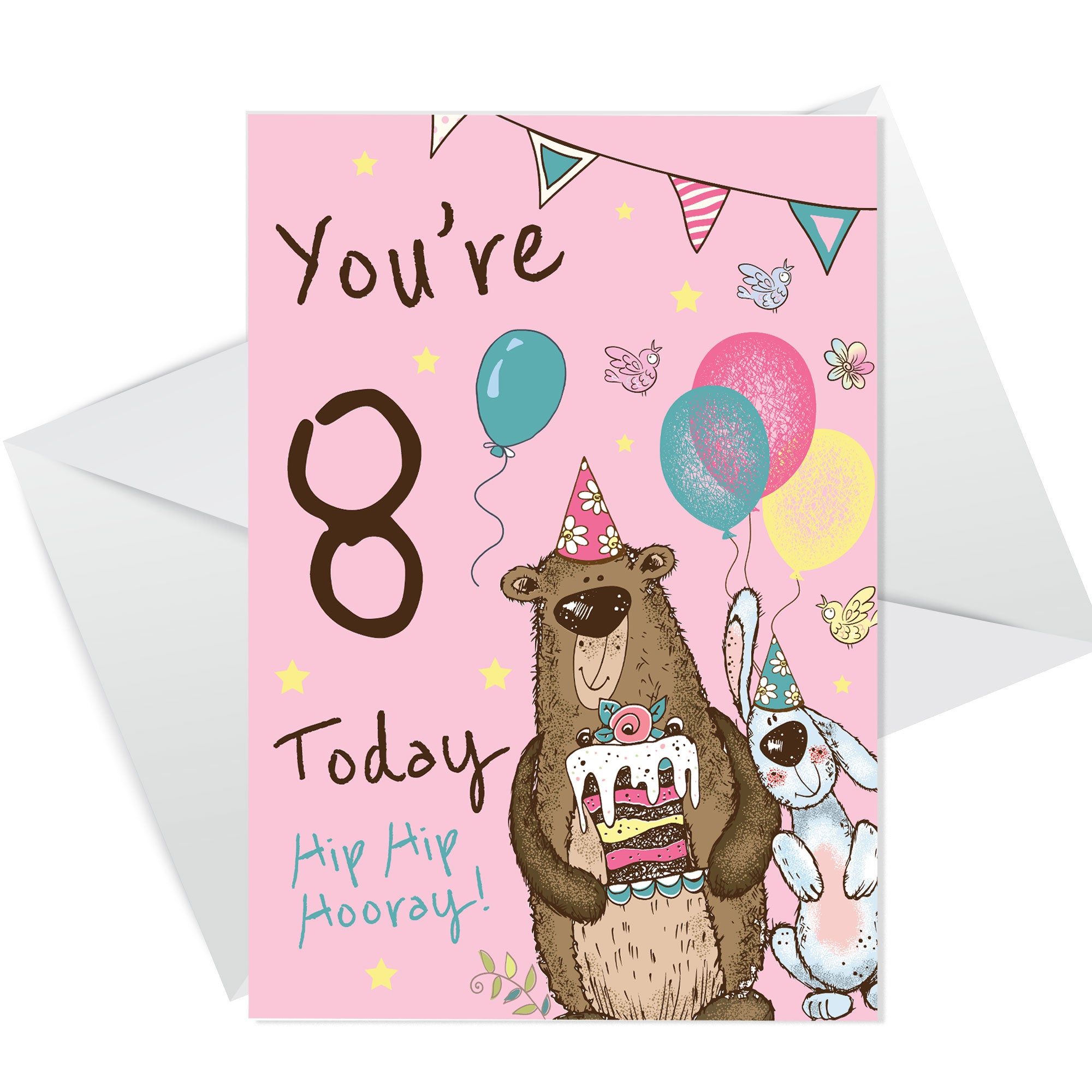 Youre 8 Today Birthday Card Eighth Birthday Card For Daughter – Red ...