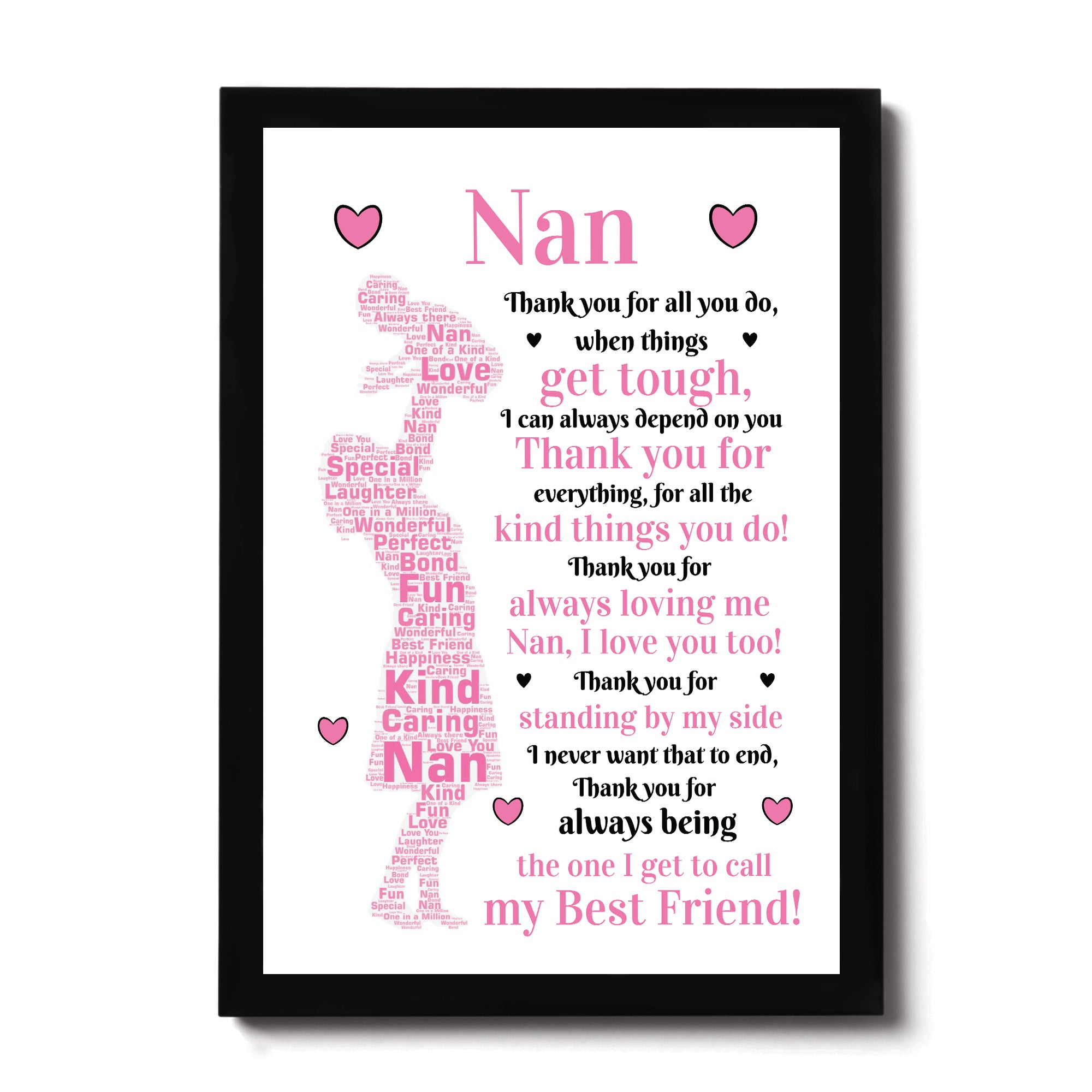 Nan POEM Gifts for Nan Mothers Day Gifts Birthday Framed Print – Red ...
