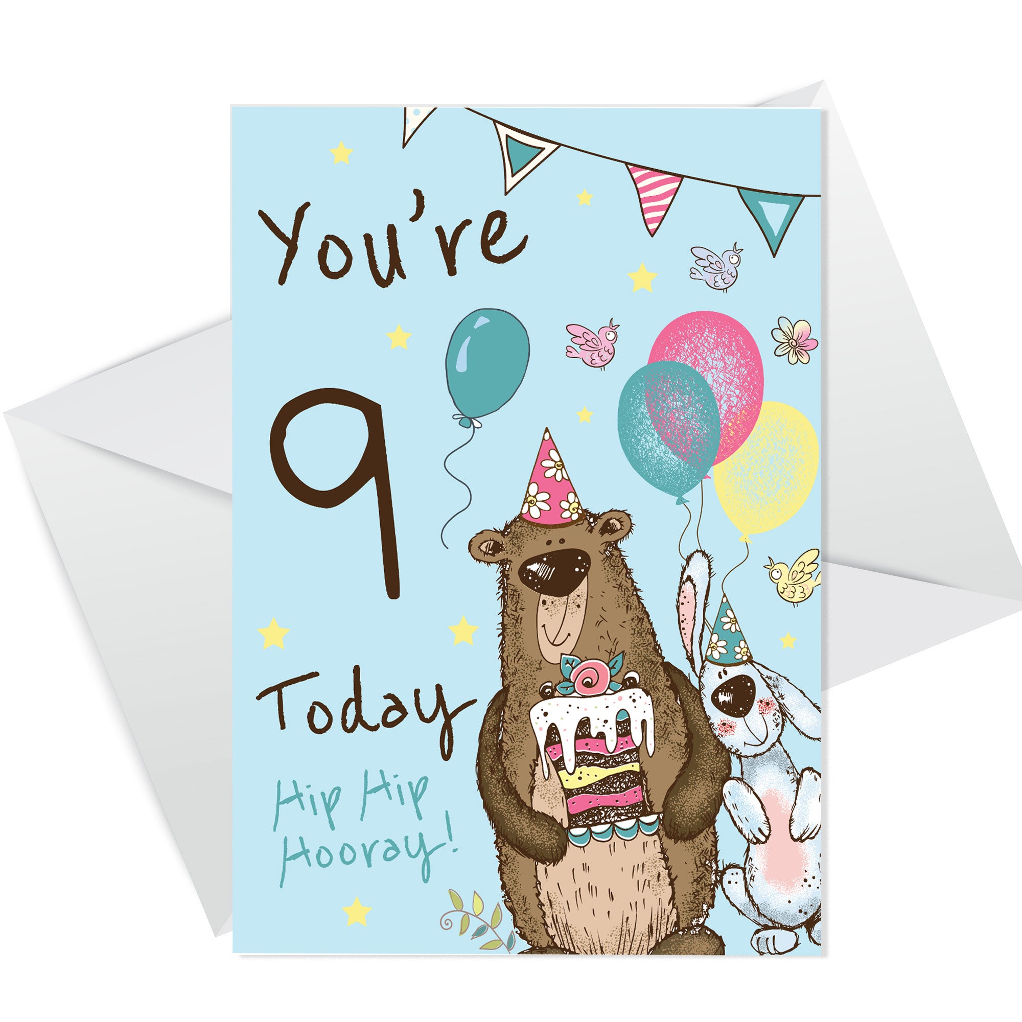 Youre 9 Today Birthday Card Ninth Birthday Card For Grandson Son – Red ...