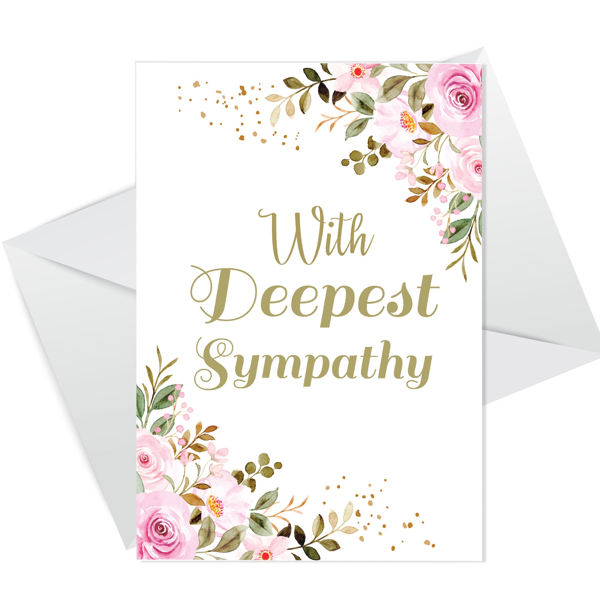 With Deepest Sympathy Floral Bereavement Condolences Card – Red Ocean Gifts