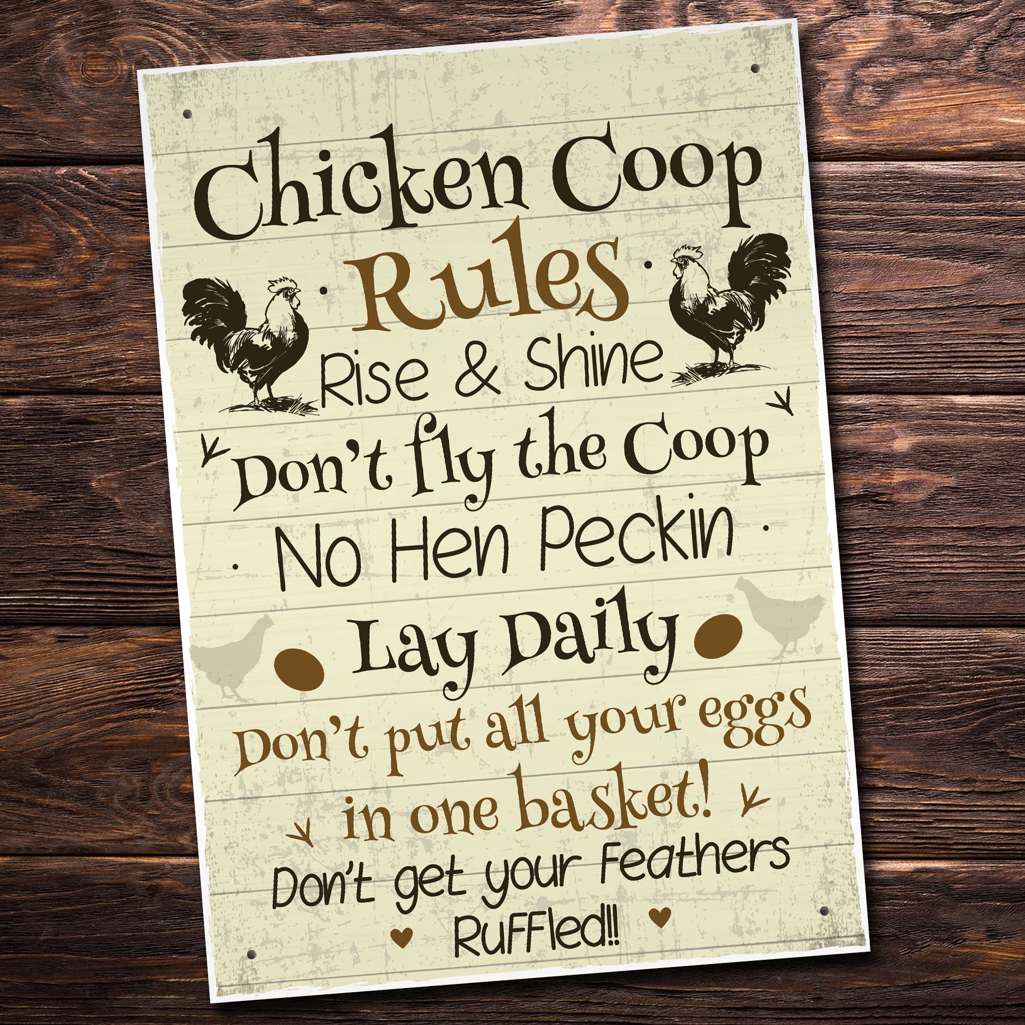 Chicken Coop Rules Funny Chicken Sign For Hen Chicken House – Red Ocean ...