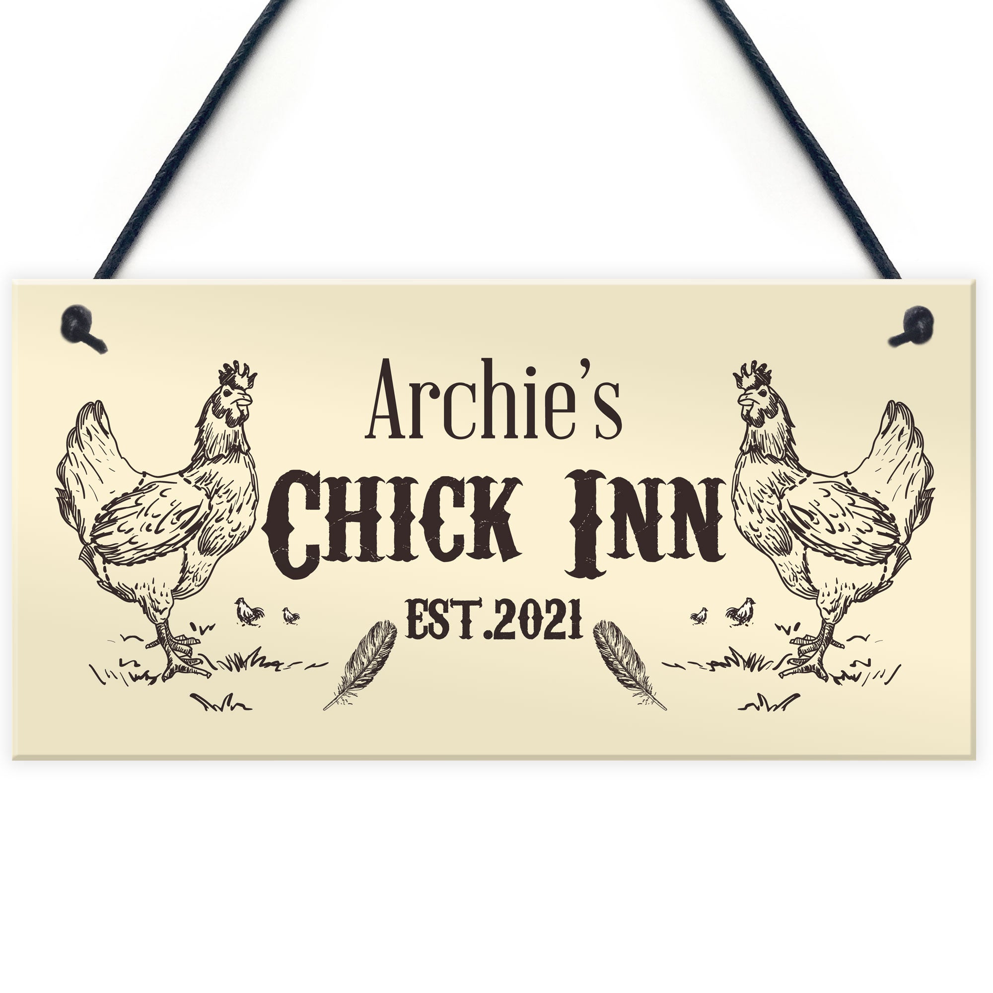 Chick Inn Sign Outdoor Garden Plaque Door Sign Personalised – Red Ocean ...