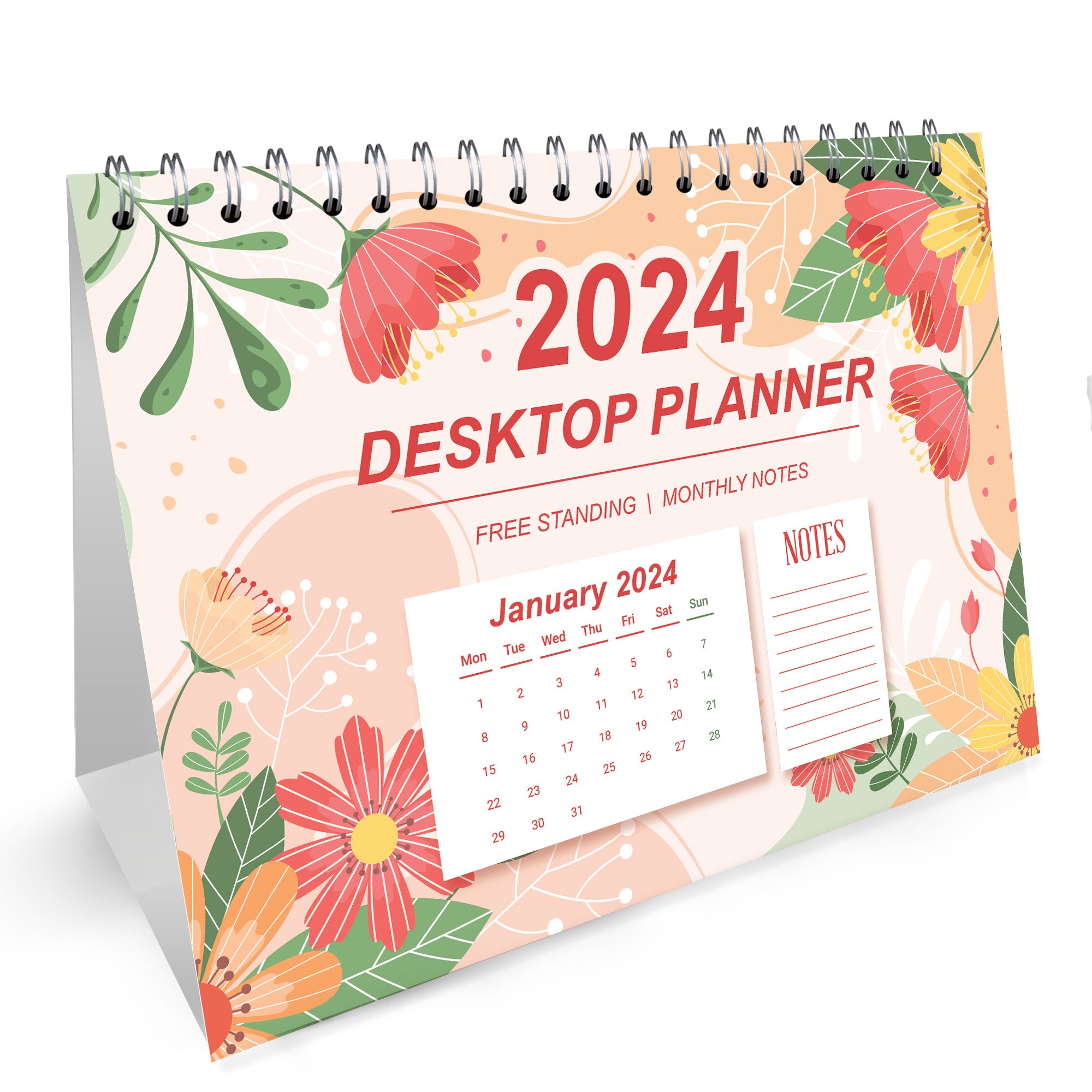 2024 Month-To-View Free Standing Desk Office Table Calendar – Red Ocean ...