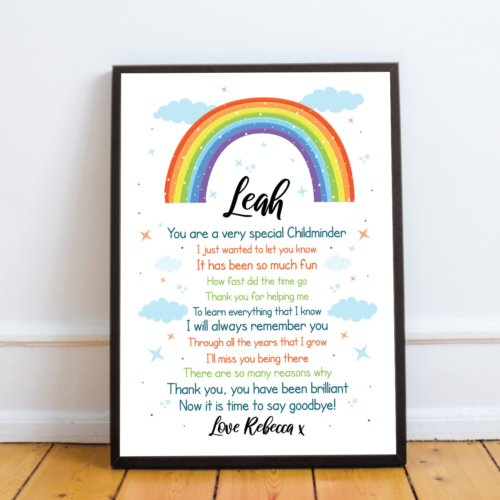 Personalised Rainbow Childminder Thank You Teacher Gift – Red Ocean Gifts