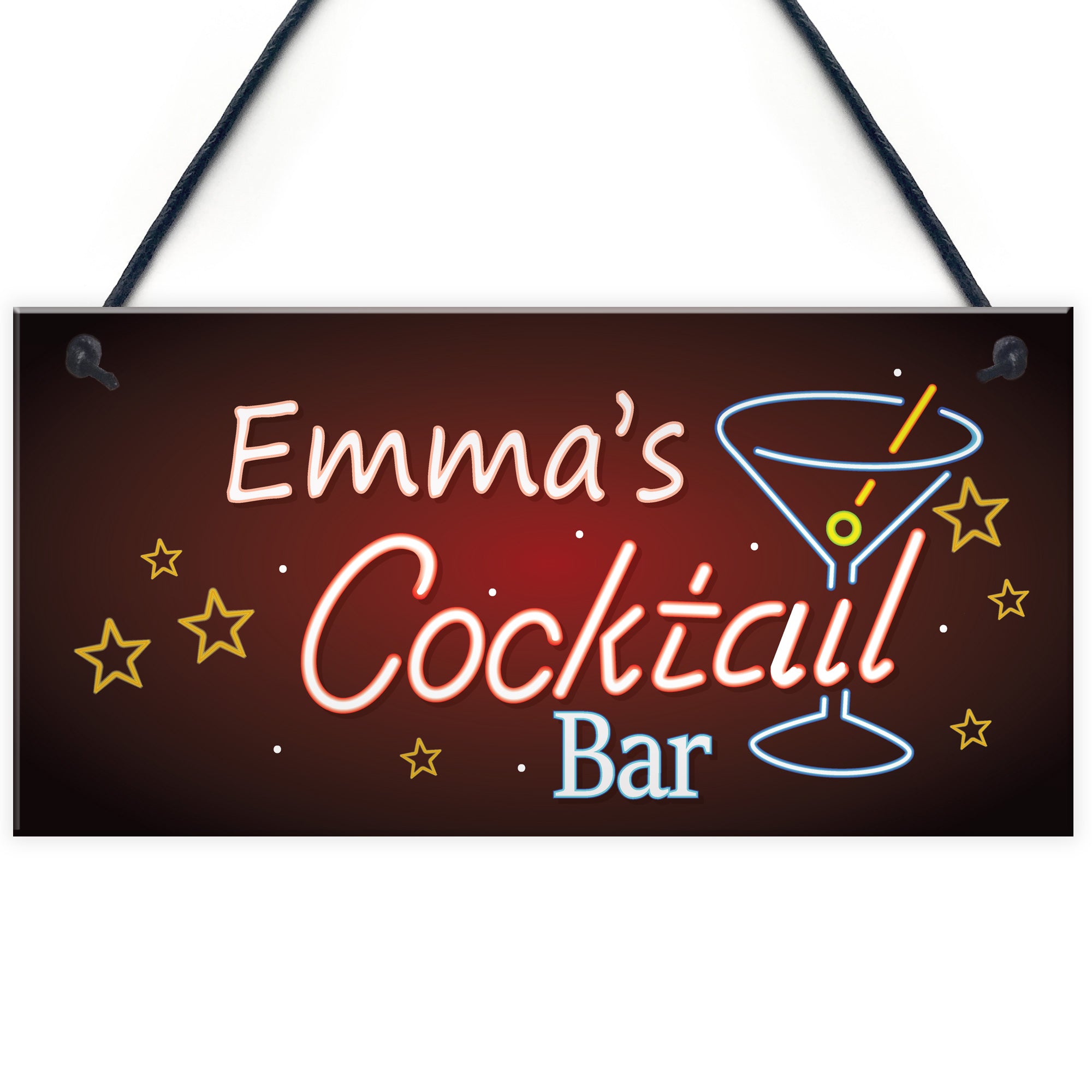 Personalised Cocktail Place Bar Club Neon Sign Drinks Plaques – Red ...