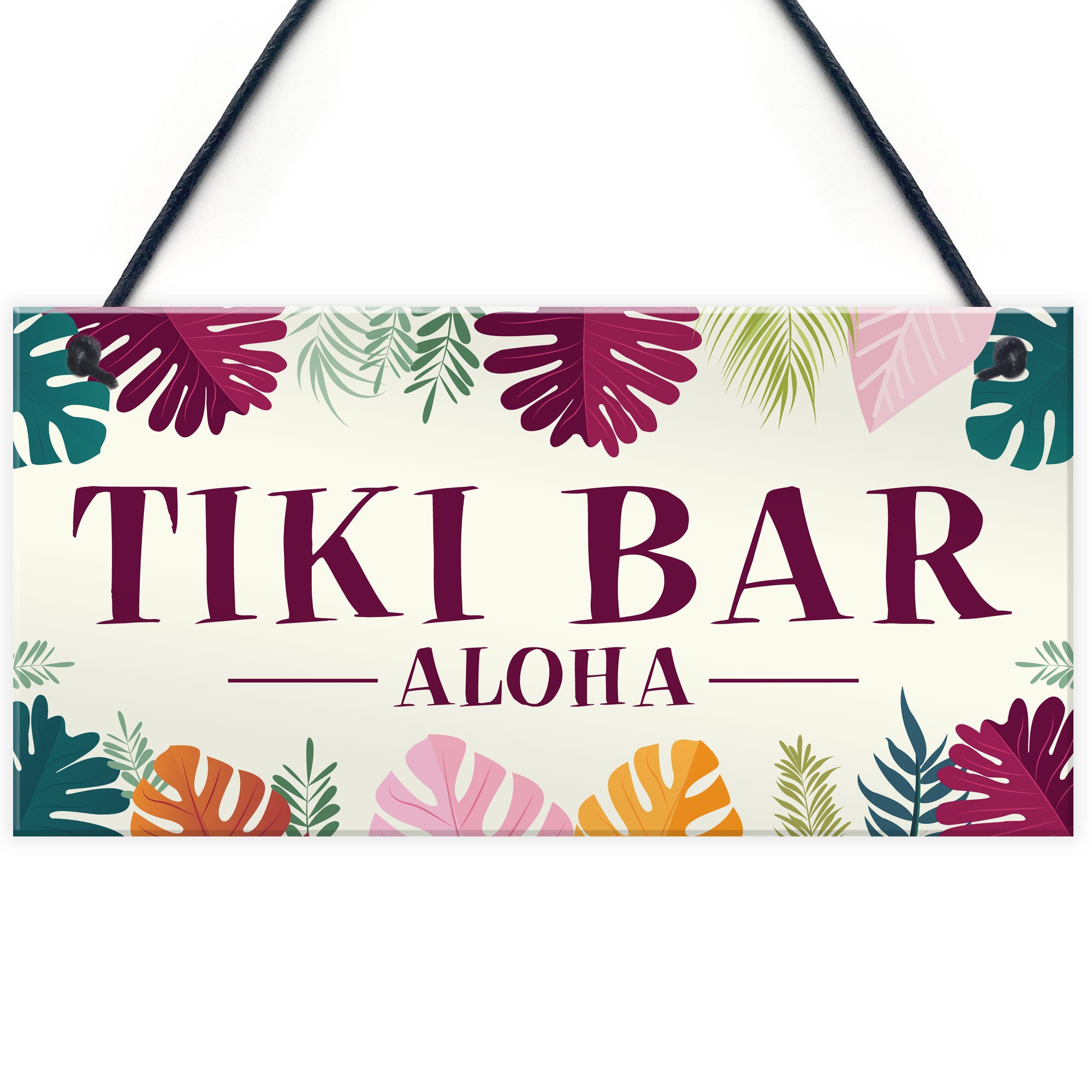 Tiki Bar Aloha Hanging Garden Sign Home Bar Plaque Alcohol Gift – Red ...