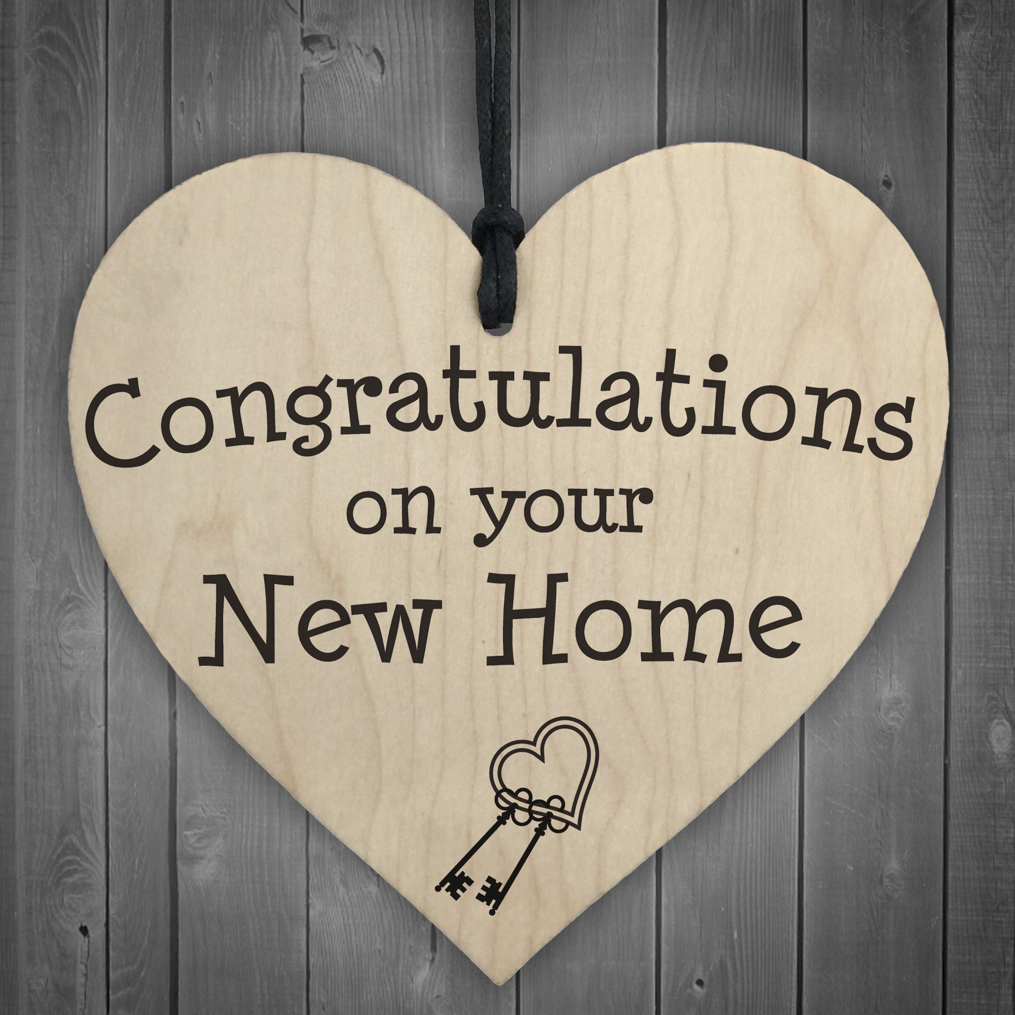 Congratulations On Your New Home Wooden Hanging Heart Plaque – Red ...