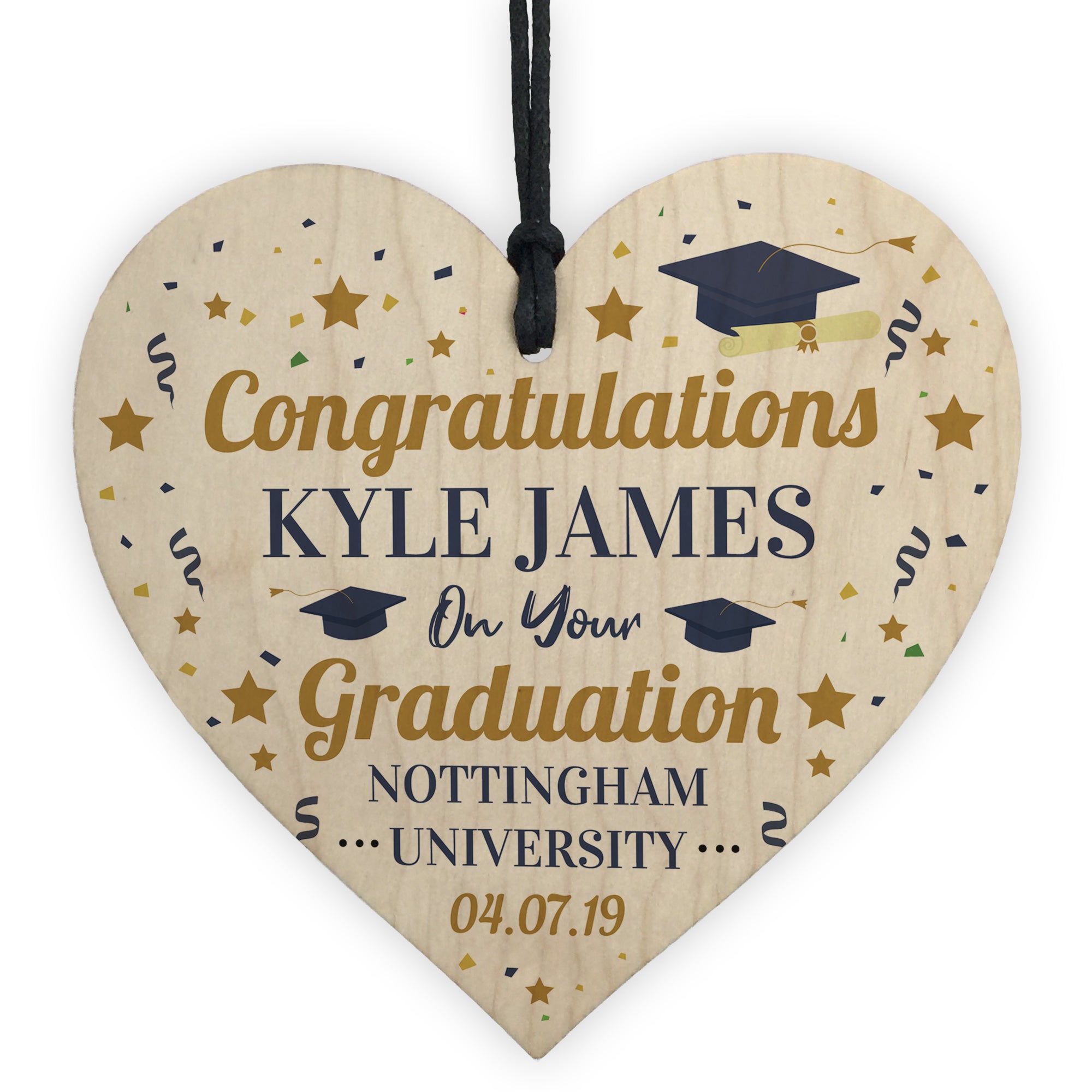 PERSONALISED Congratulations Wood Heart Graduation Leaving Gift – Red ...