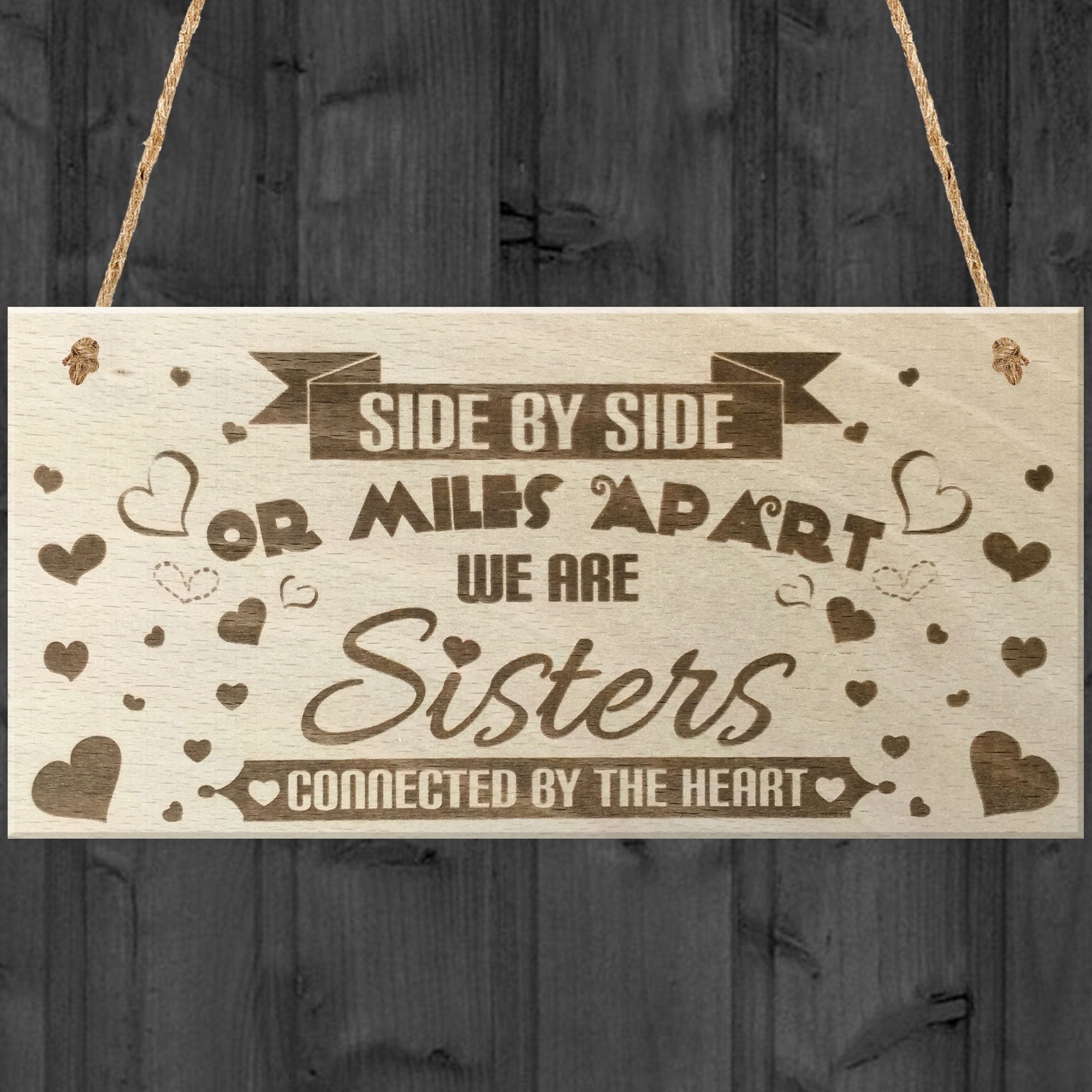 Side By Side Sisters Wooden Hanging Plaque Love Friendship Sign – Red ...