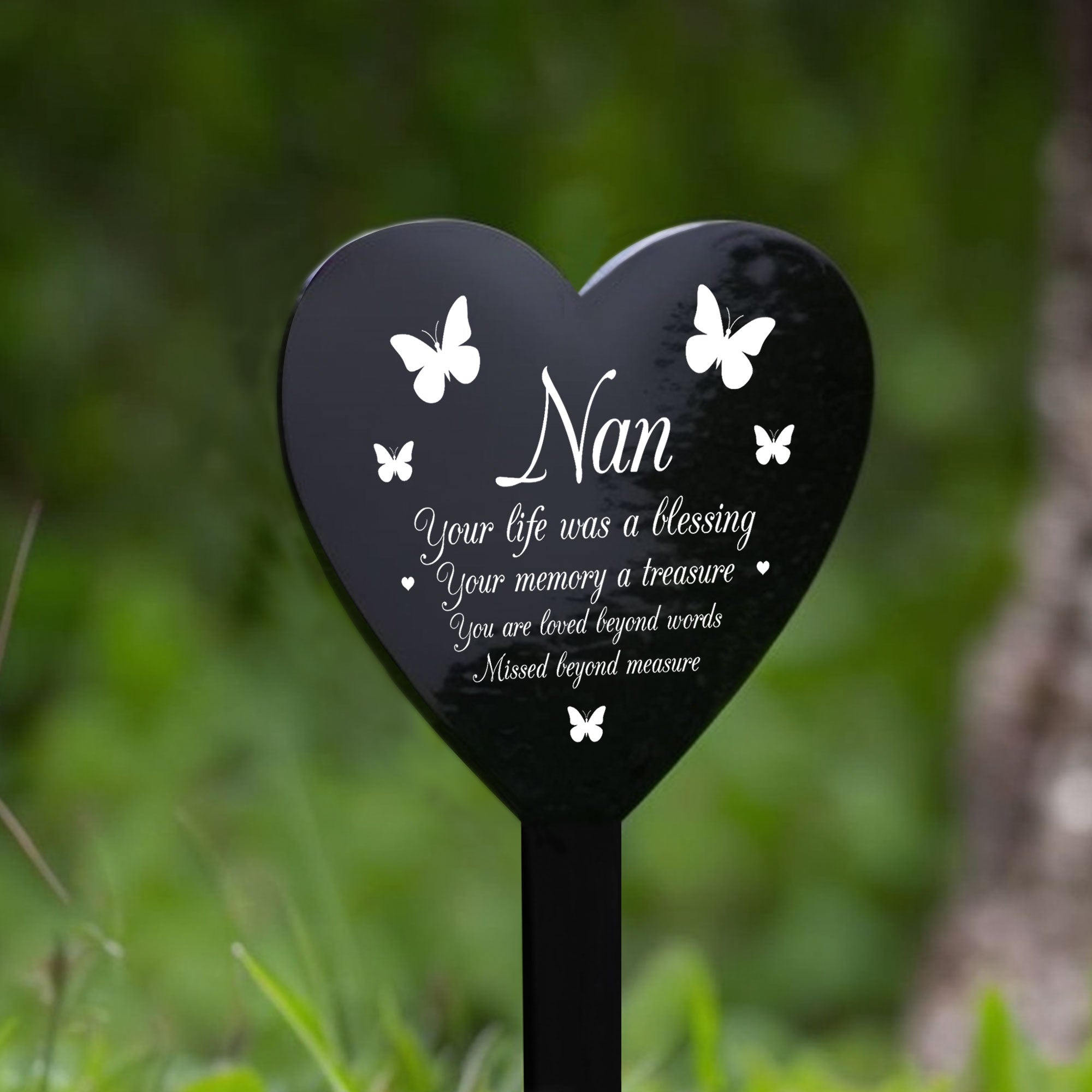 Nan Memorial Graveside Remembrance Plaque Acrylic Heart Stake – Red ...