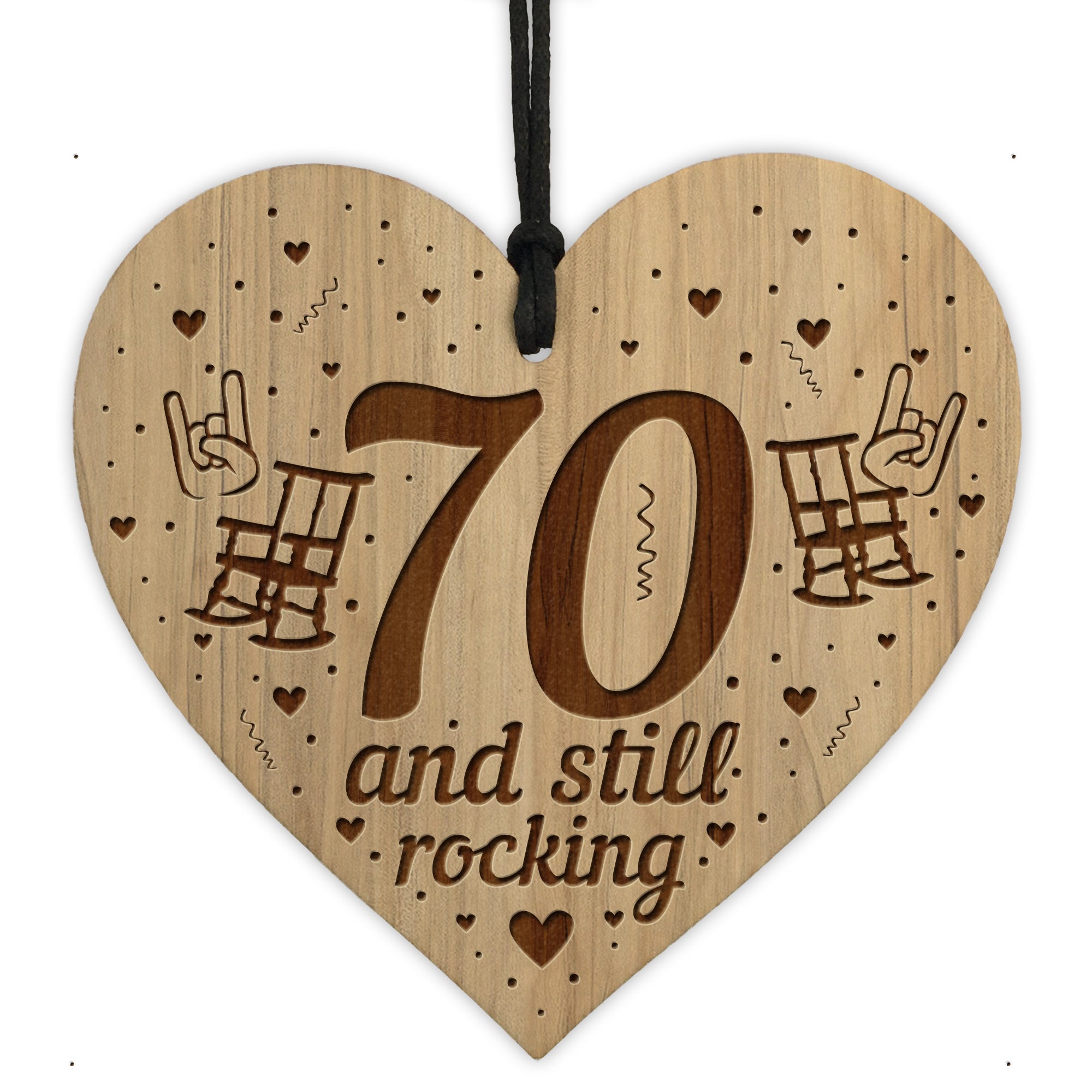 70th Birthday Gifts Engraved Heart 70th Birthday Decorations – Red ...