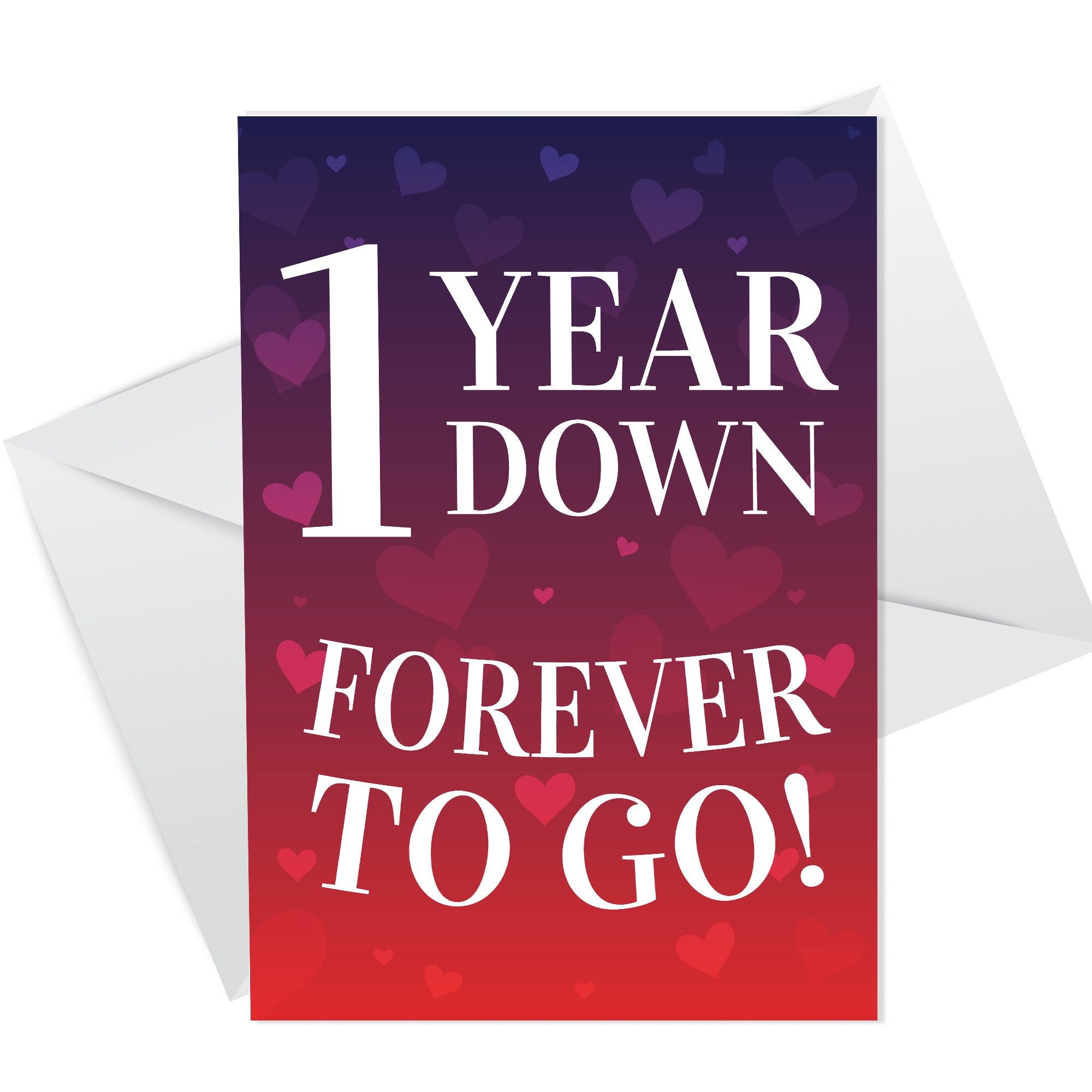 1 Year Down Forever To Go 1st Anniversary Card For Him Her – Red Ocean ...
