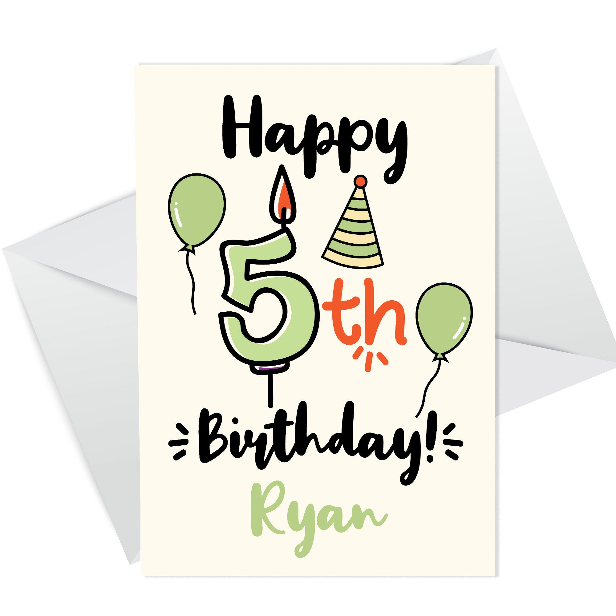 5th Birthday Card Boy Girl Personalised Card For Son Daughter – Red ...