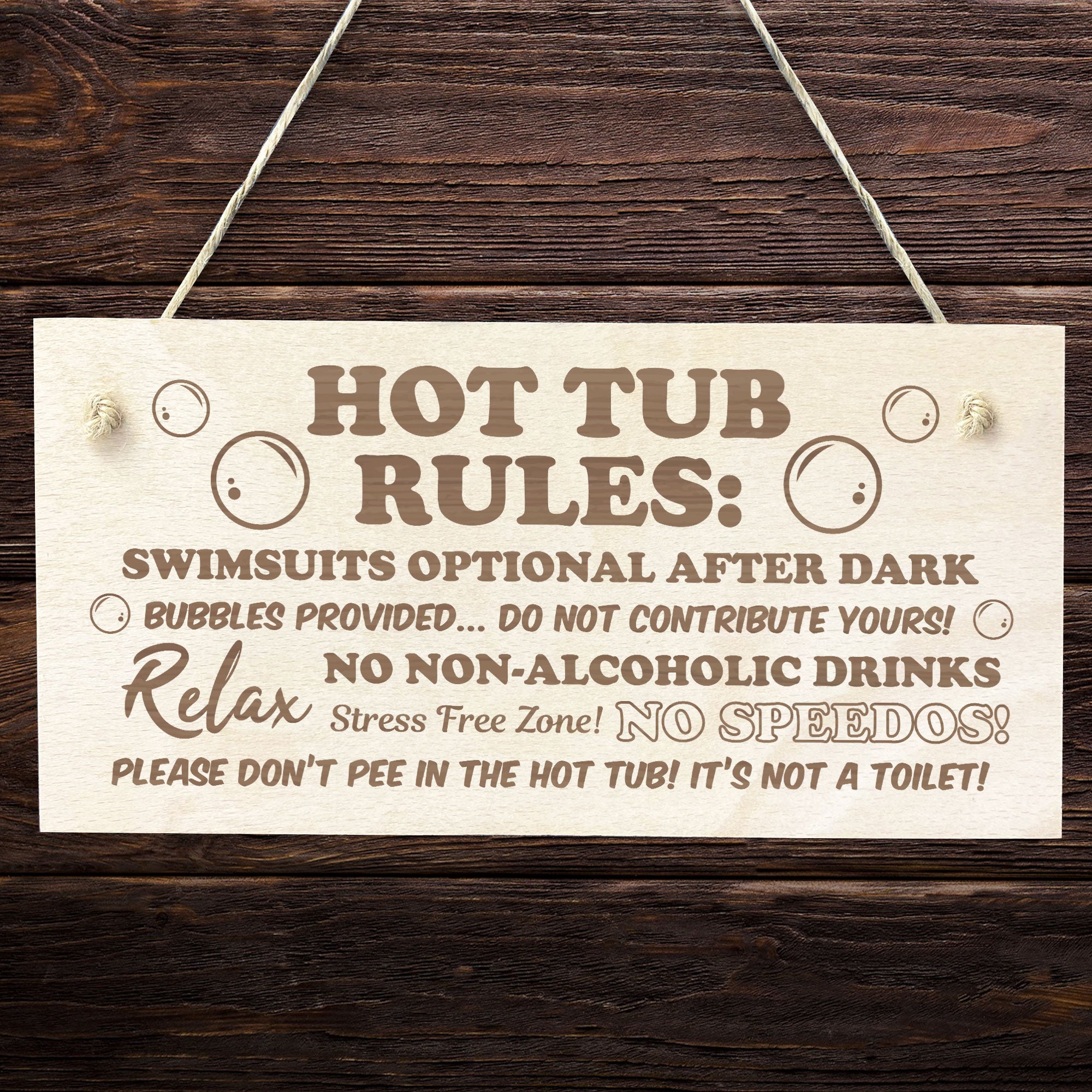 Hot Tub Rules Engraved Wood Sign Garden Sign Hot Tub Sign – Red Ocean Gifts