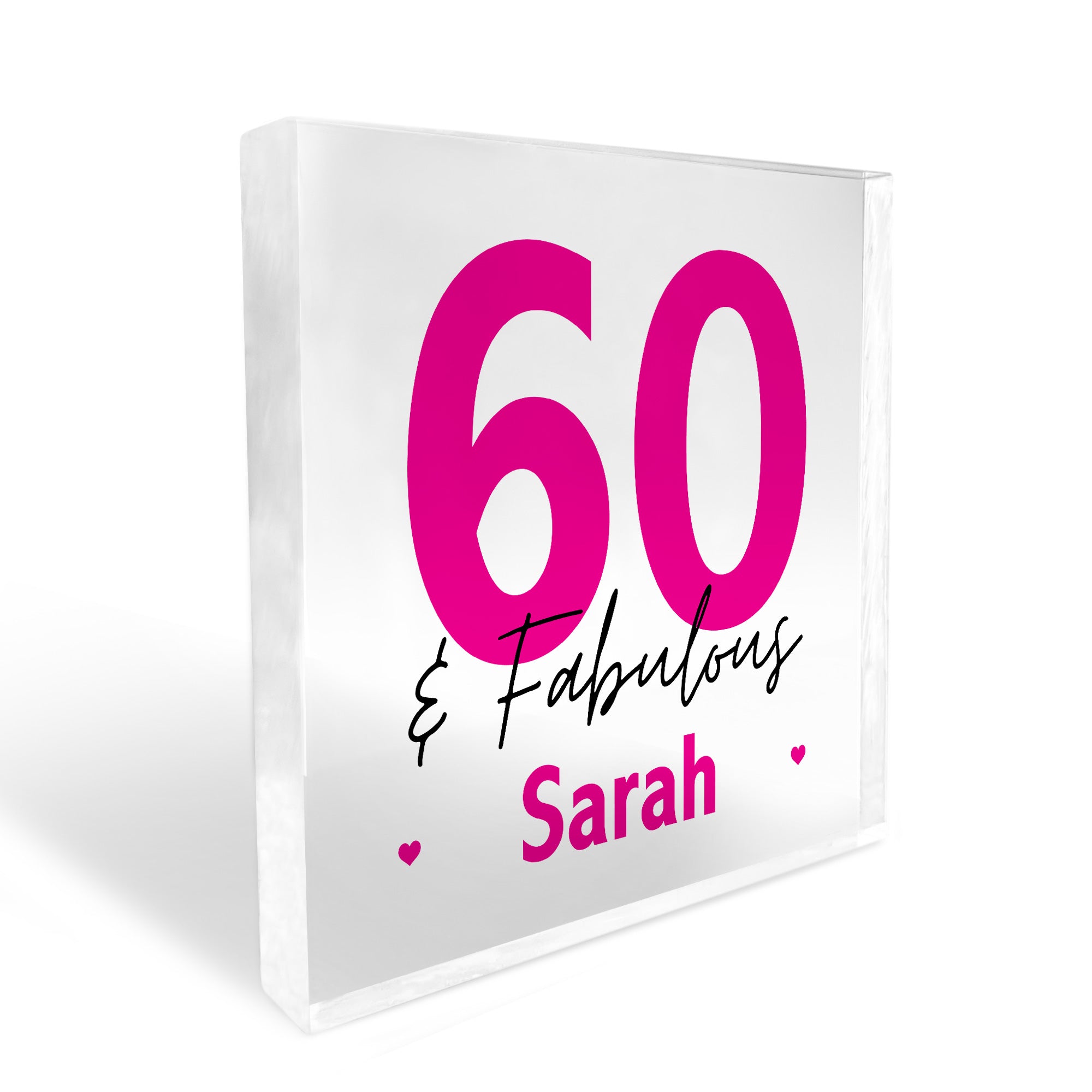 60th Birthday Gift Personalised Acrylic Block 60 And Fabulous – Red ...