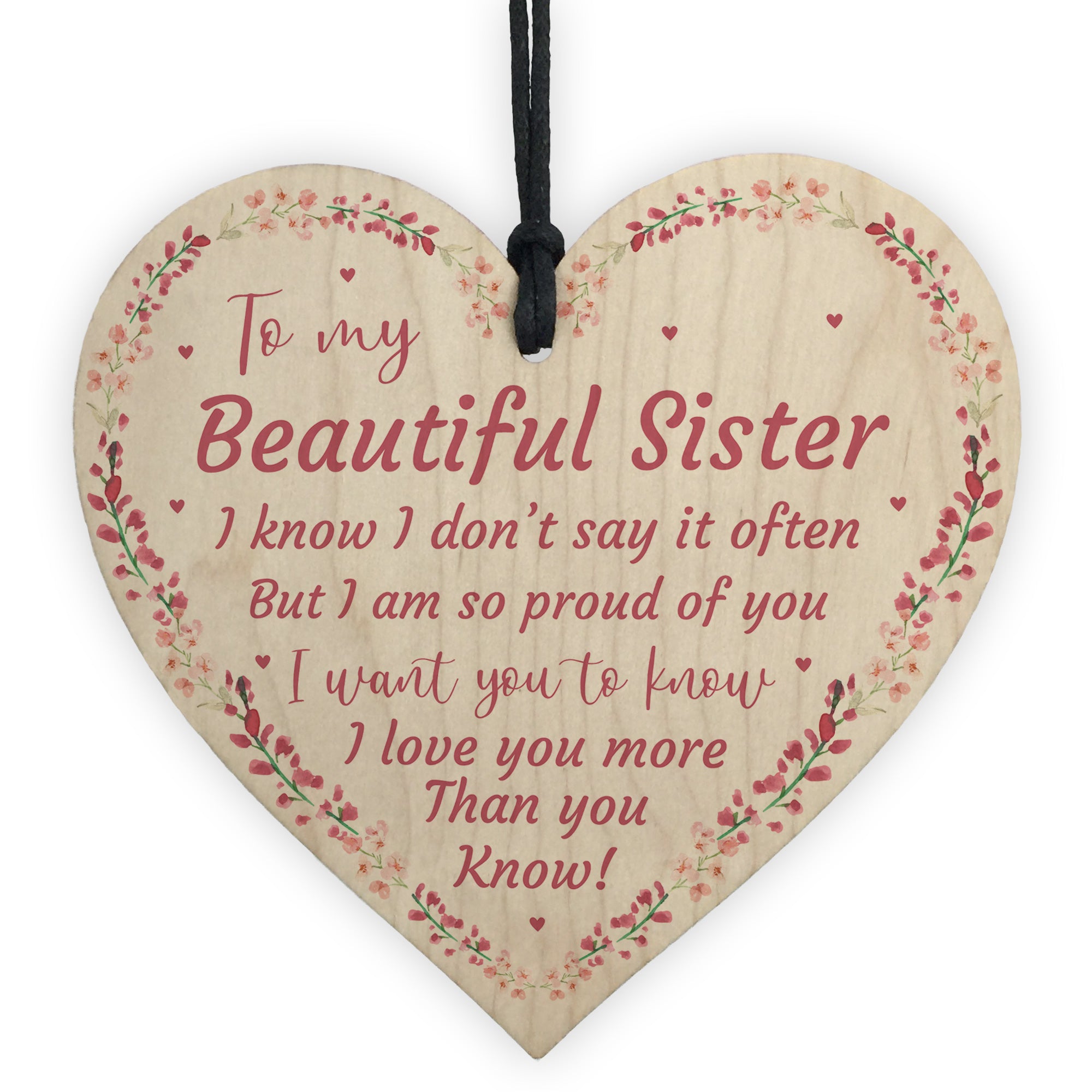 Beautiful Sister Wood Heart Special Gift For Sister Birthday – Red ...
