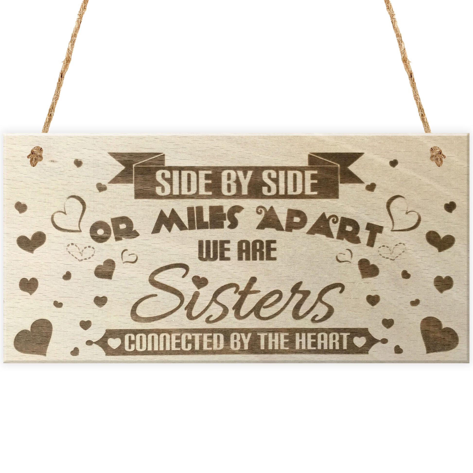 Side By Side Sisters Wooden Hanging Plaque Love Friendship Sign – Red ...