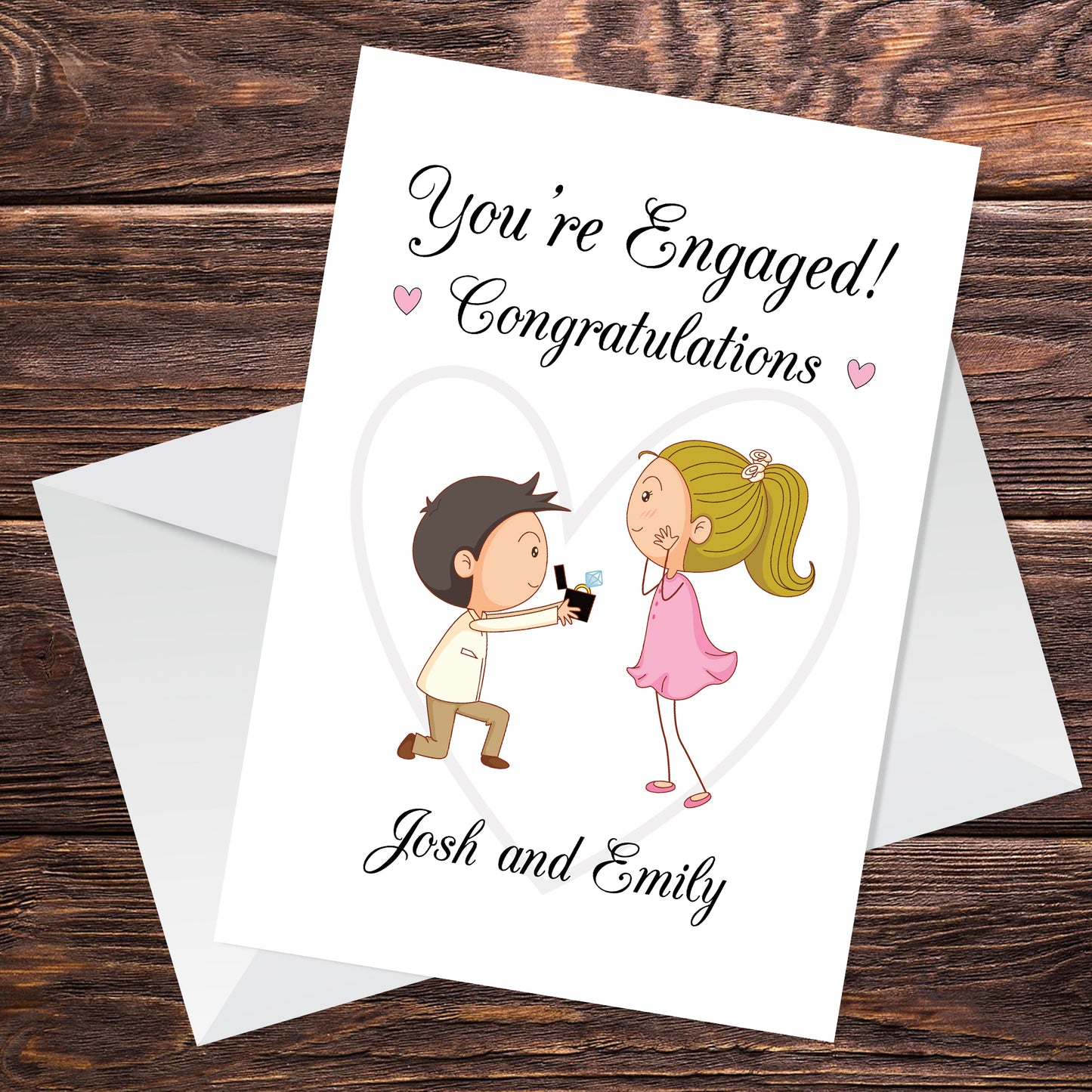 Personalised Congratulations Your Engagement Card Cute Couple – Red ...
