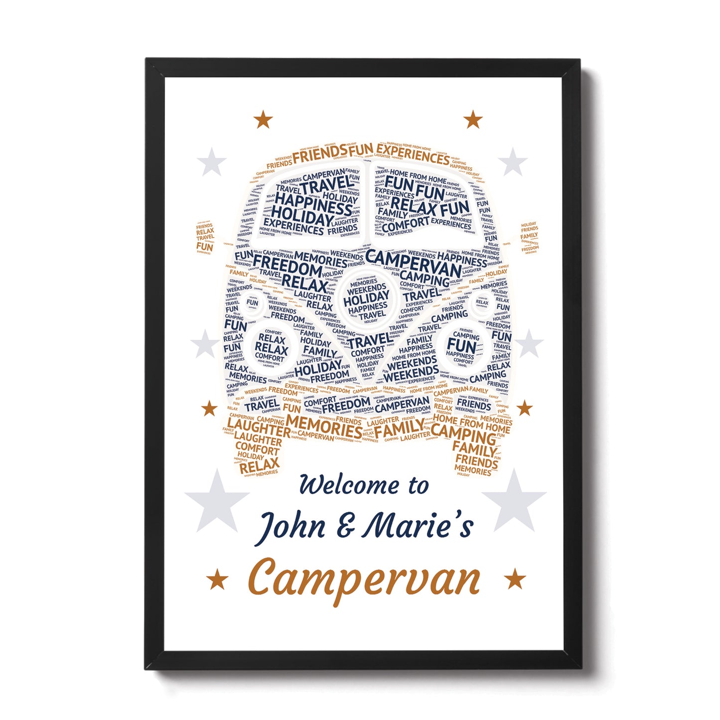 Personalised Campervan Sign Word Art Print VW Camper Birthday – Red ...